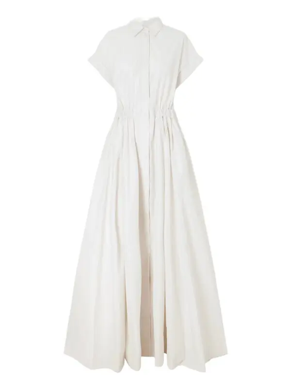 Brunello Cucinelli Short-sleeved Floor-length Dress With Elastic Waistband - White