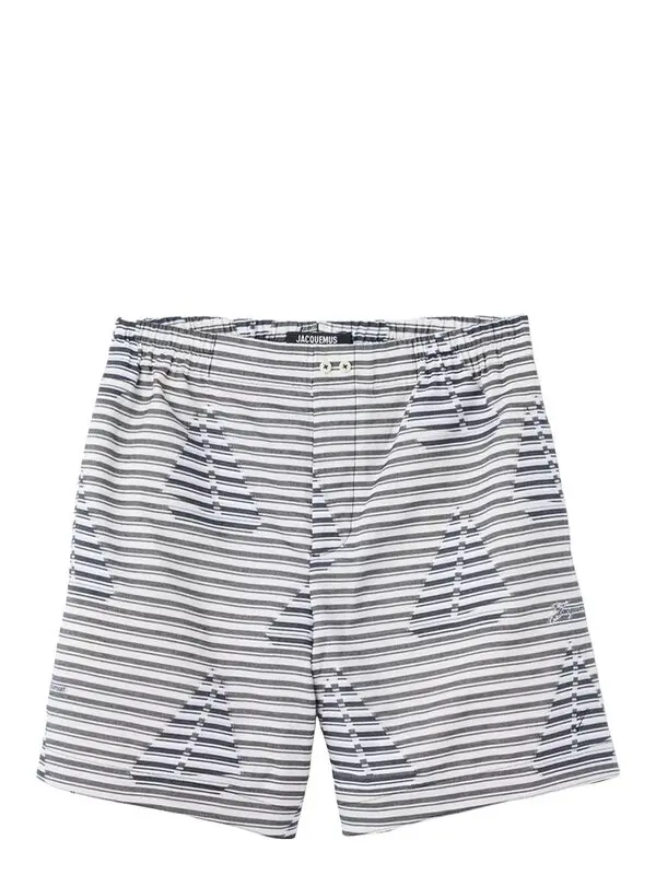 Jacquemus Sailboat-jacquard Striped Shorts - Jacquard Boat Navy Blue/white