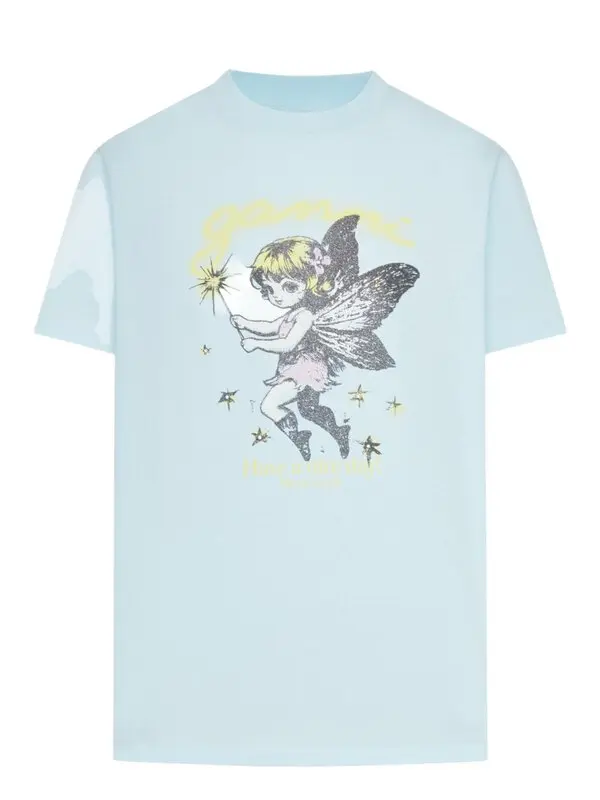 GANNI Graphic Print T-shirt - Blue