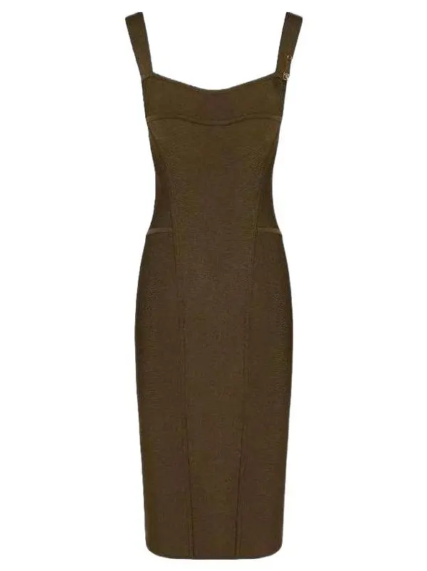 Versace Safety Pin Detail Midi Dress - Green