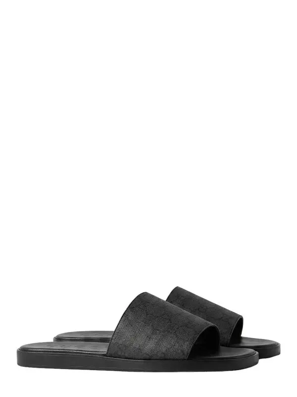 Gucci Embossed Slide Sandals - Black And Gray