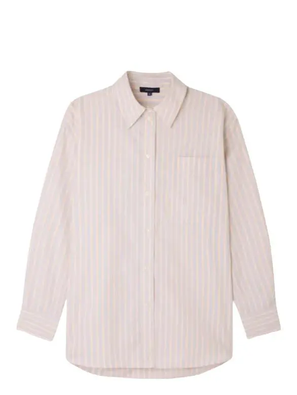 Soeur Striped Button-front Shirt With Chest Pocket - White