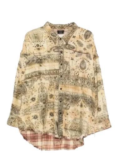 R13 Shredded Seam Drop Neck Shirt - Nude