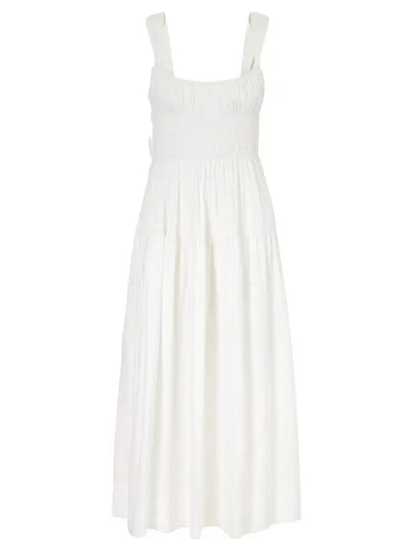 DÔEN Clover Pleated Midi Dress - White