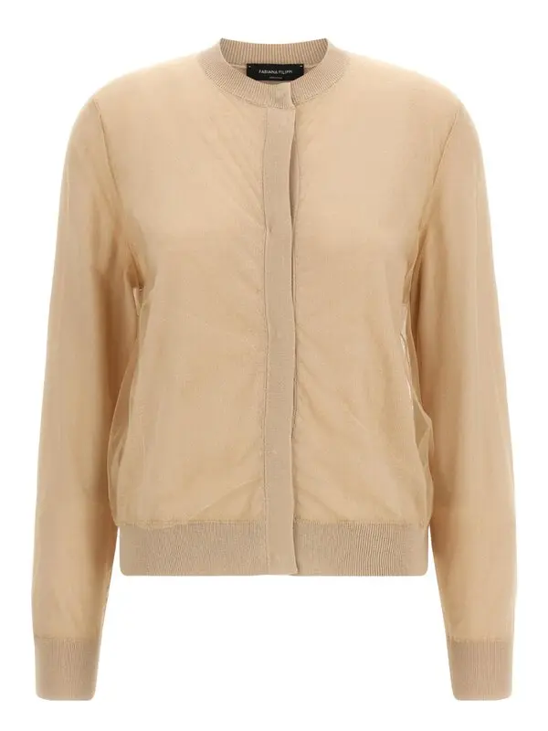 Fabiana Filippi Long-sleeved Crewneck Cardigan - Brown