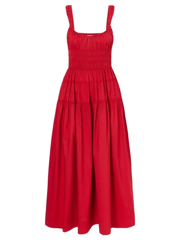 DÔEN Clover Dress In Organic Cotton Poplin - Red