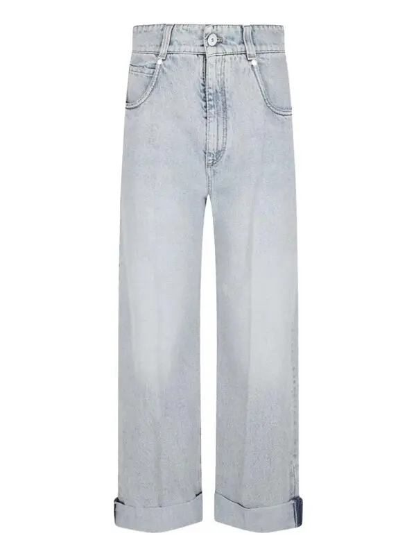Brunello Cucinelli Cuffed Wide-leg Jeans - Light Blue