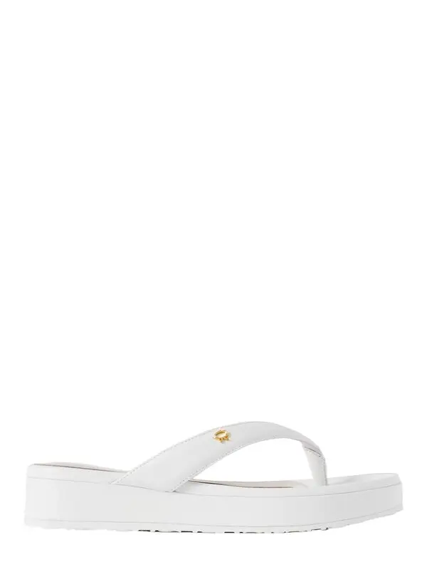 GIANVITO ROSSI Leather Platform Flip Flops - White