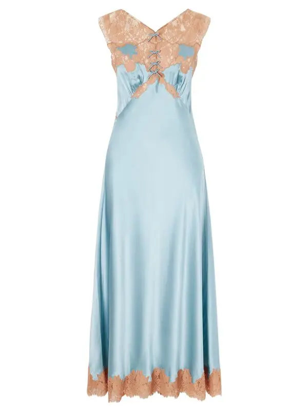 DÔEN Marcelle Lace-trimmed Maxi Dress - Blue