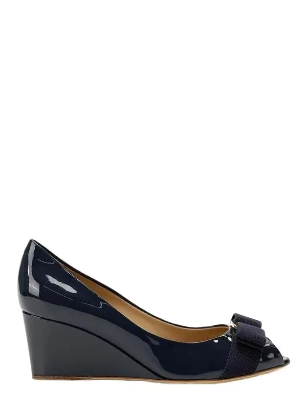 FERRAGAMO Sissi Series Wedge Sandals - Black