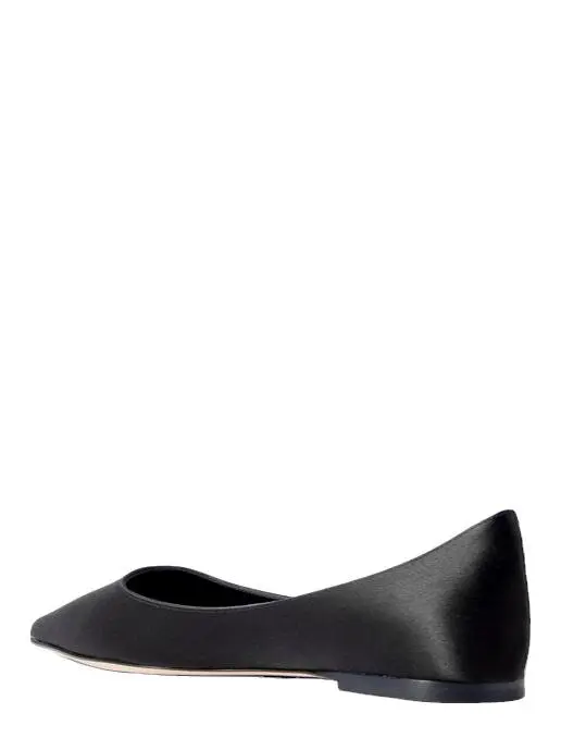 JIMMY CHOO Satin Pointed Toe Flats - Black