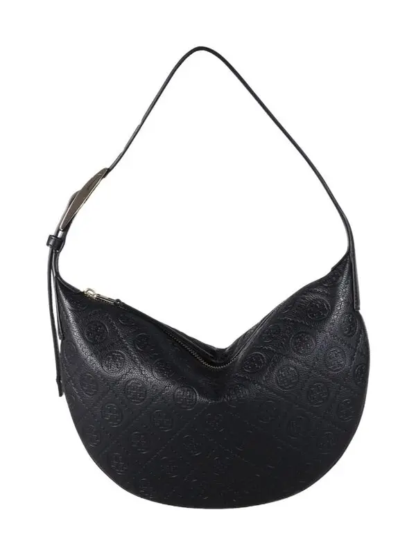 Tory Burch T Monogram Pebble Small Balloon Bag - Black