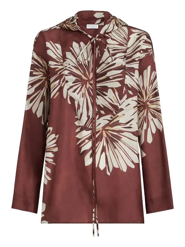 Brunello Cucinelli Long Sleeve Floral Print Shirt - Red
