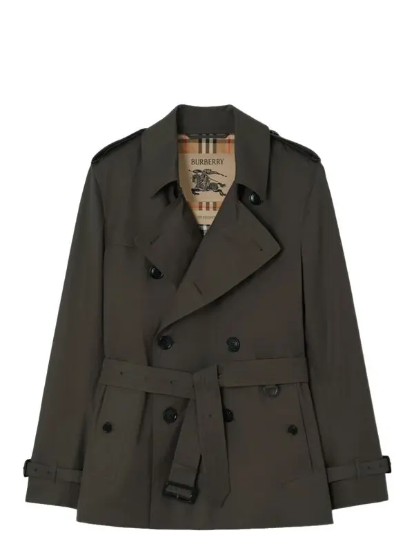 Burberry Kensington Belted Trench Coat - Graphite Gray