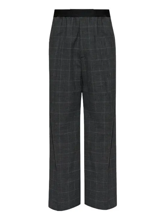 Balenciaga Checkered Wide-leg Pants - Black