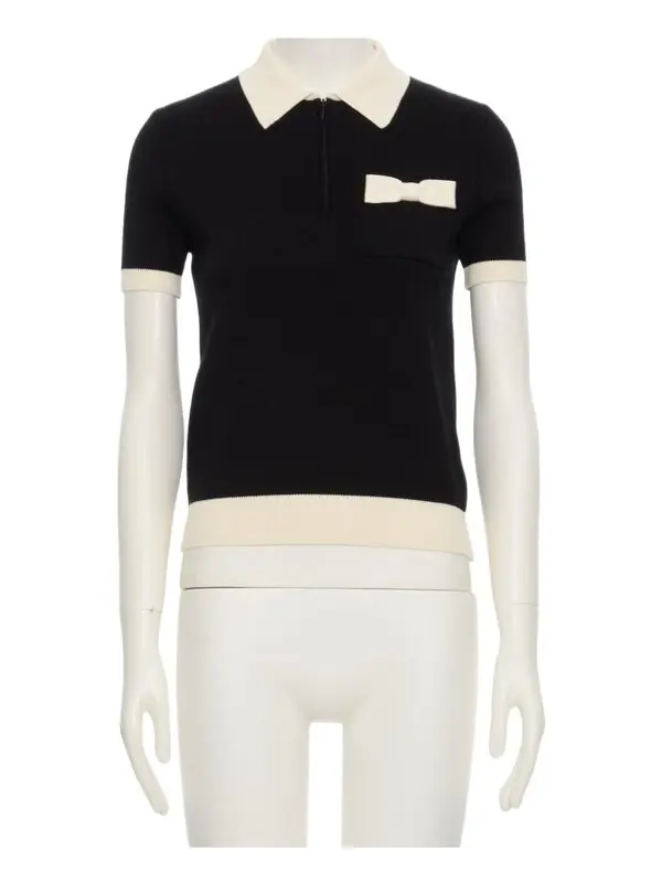 Valentino Garavani Short-sleeved Bow Detail Jumper - Black