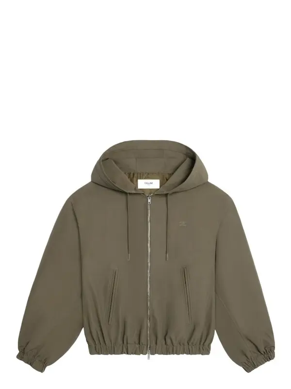 Celine Windbreaker In Nylon With Hood - Khaki