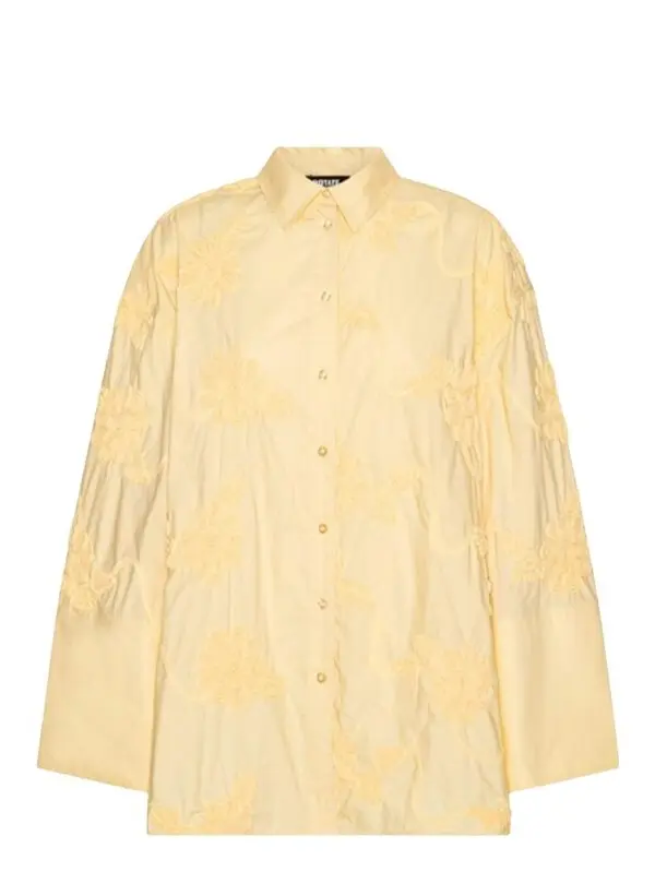 ROTATE BY BIRGER CHRISTENSEN Floral Appliqué Oversized Shirt - Nude