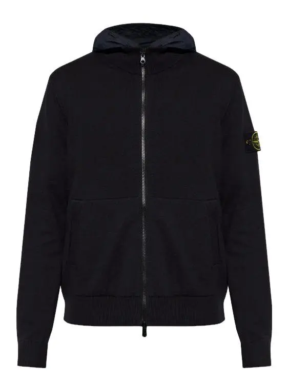 Stone Island Zip-up Hooded Sweater - Blue