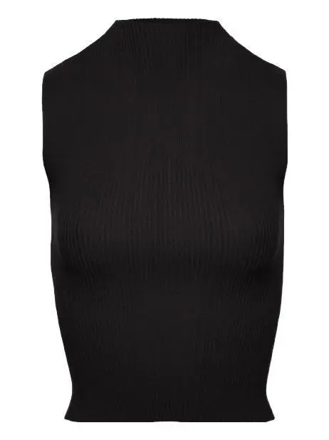 Magda Butrym Sleeveless High-neck Ribbed Top - Black