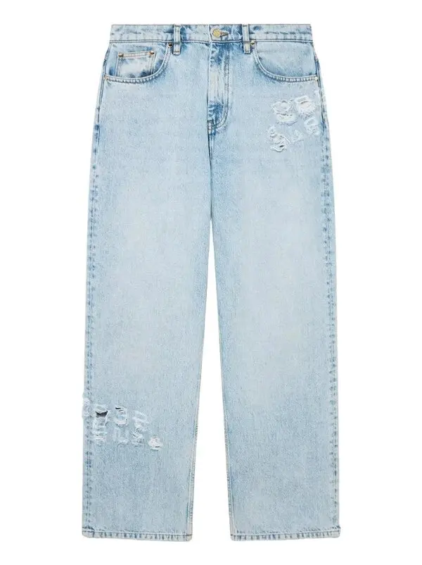 Casablanca Light Wash Graffiti Straight Leg Denim Jeans - Blue