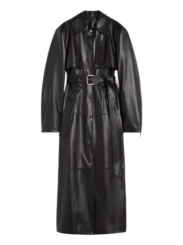 Sportmax Leather Two-piece Trench Coat - Black