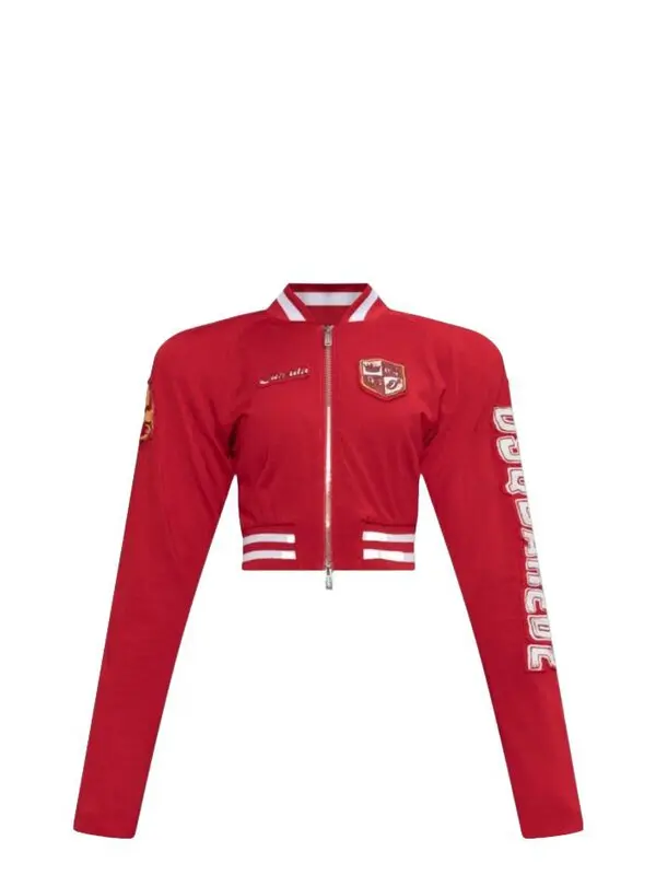 Dsquared2 Cropped Zip-up Sweatshirt With Padded Shoulders - Red