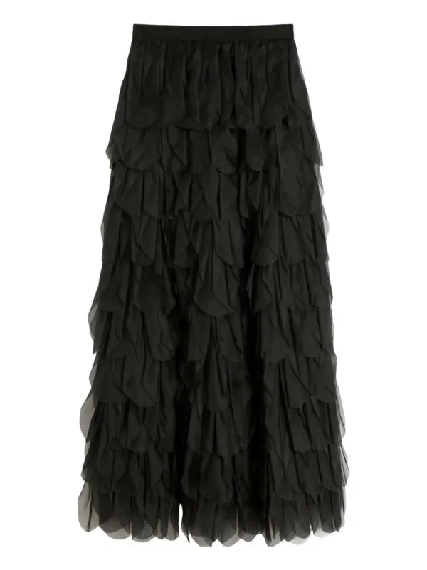 Max Mara Tiered Ruffled Maxi Skirt - Black