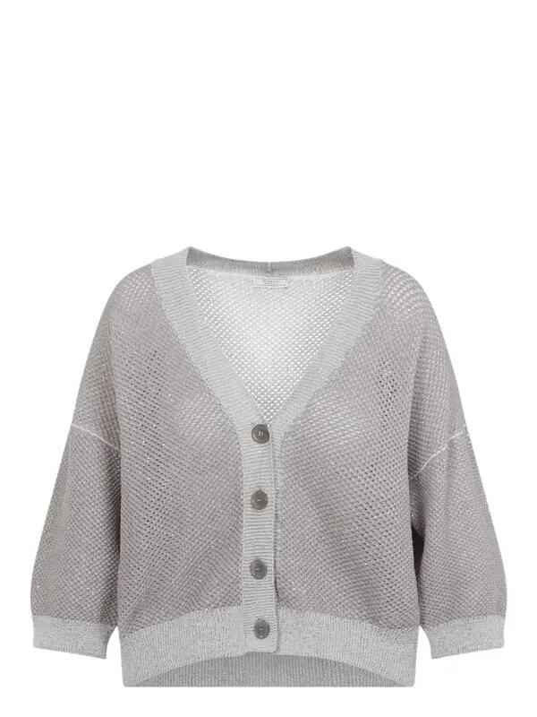 Peserico Textured V-neck Cardigan - Bianco Naturale