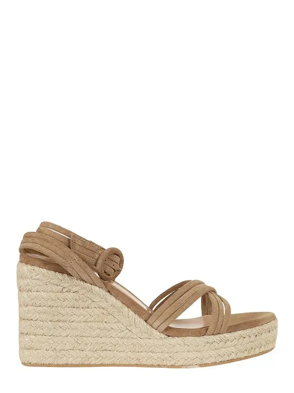 GIANVITO ROSSI Strappy Wedge Sandals - Camel Natural