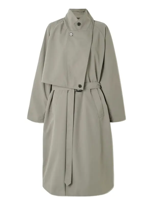 Tibi Belted Layered Shell Trench Coat - Gray