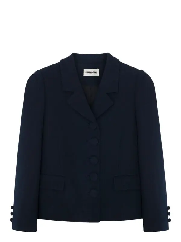 SHUSHU/TONG Single-breasted Notched Lapel Short Jacket - Black