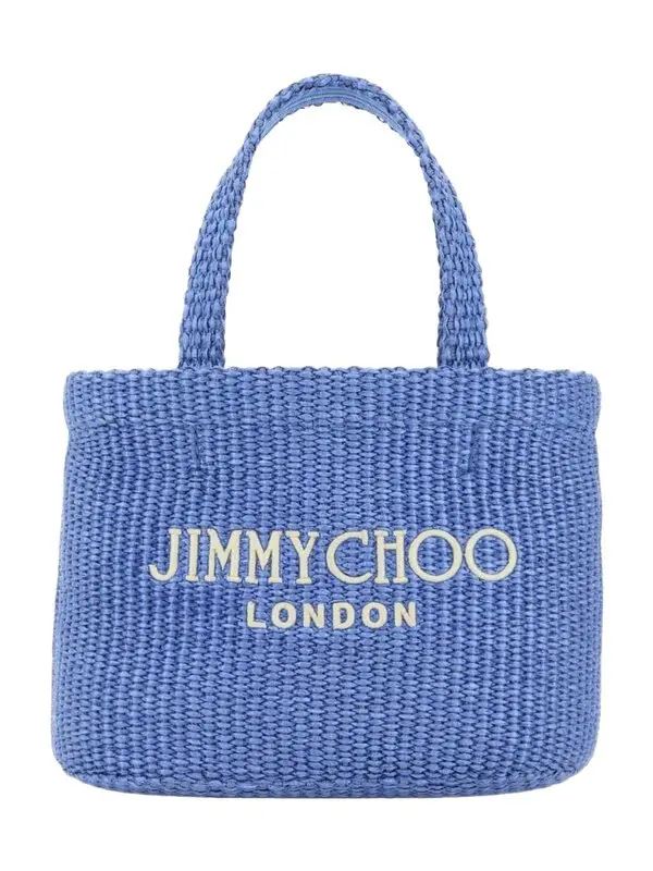JIMMY CHOO Logo Embroidered Woven Tote Bag - Blue