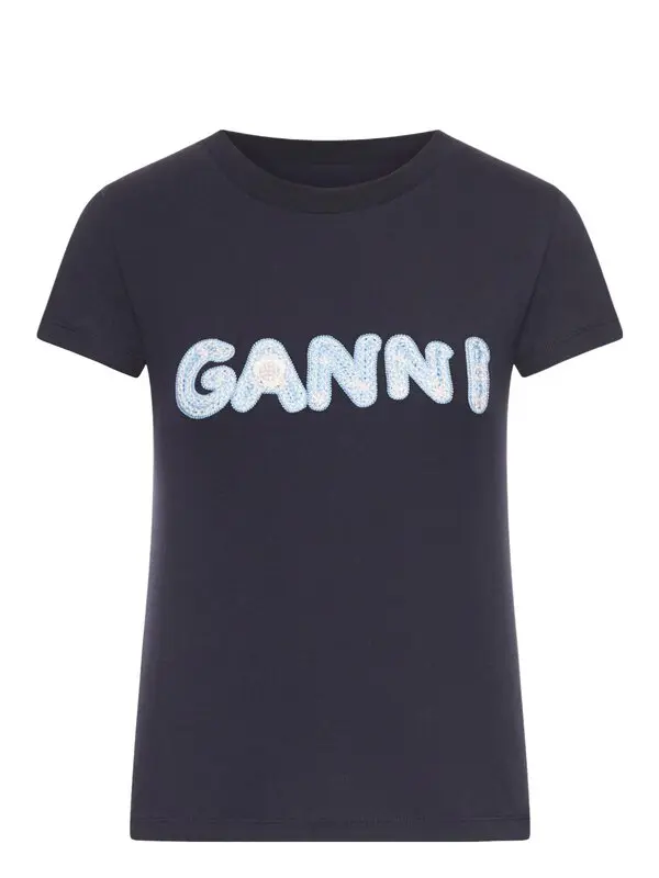 GANNI Crewneck T-shirt - Phantom Black