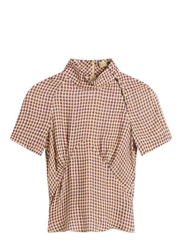 KNWLS Checked Mock Neck Top - Nude