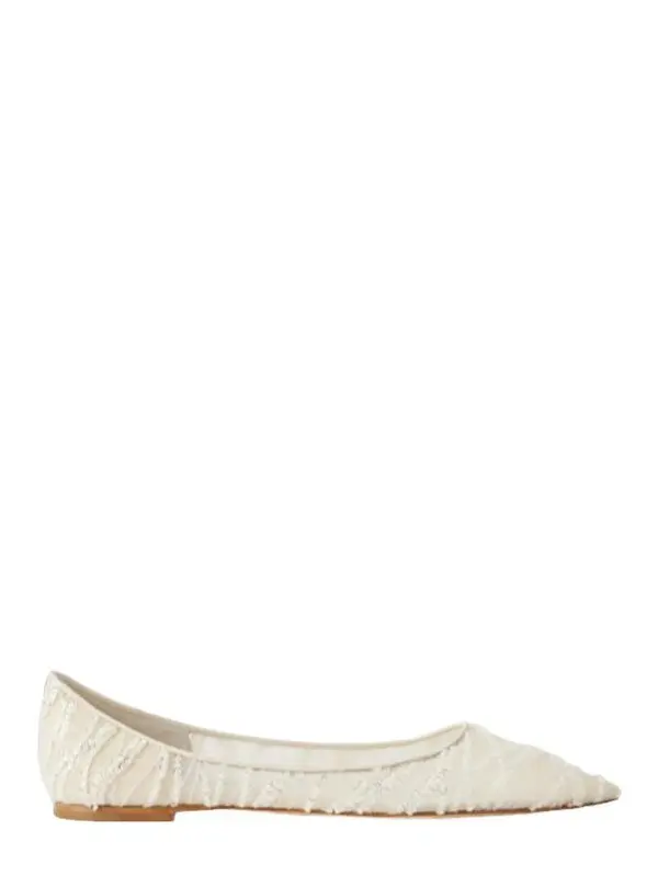 JIMMY CHOO Embellished Mesh Ballet Flats - Nude