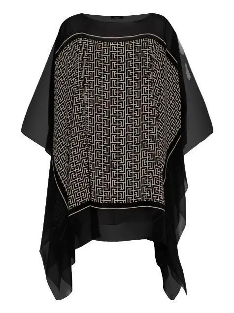 Balmain Geometric Print Kaftan Dress - Black