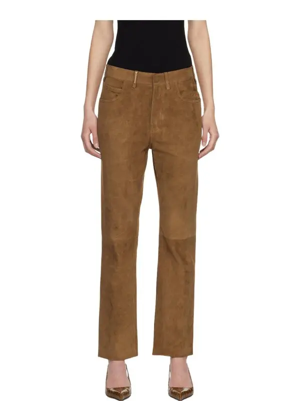 TOM FORD Embellished Paneled Suede Straight-leg Pants - Brown