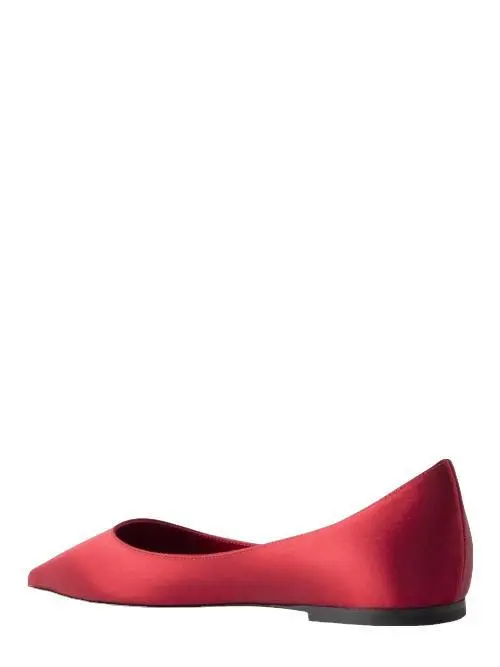 JIMMY CHOO Satin Pointed Toe Flats With Slight Heel - Red