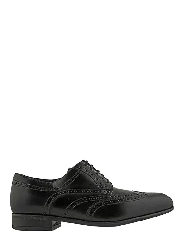 FERRAGAMO Wing Tip Derby Shoes - Black