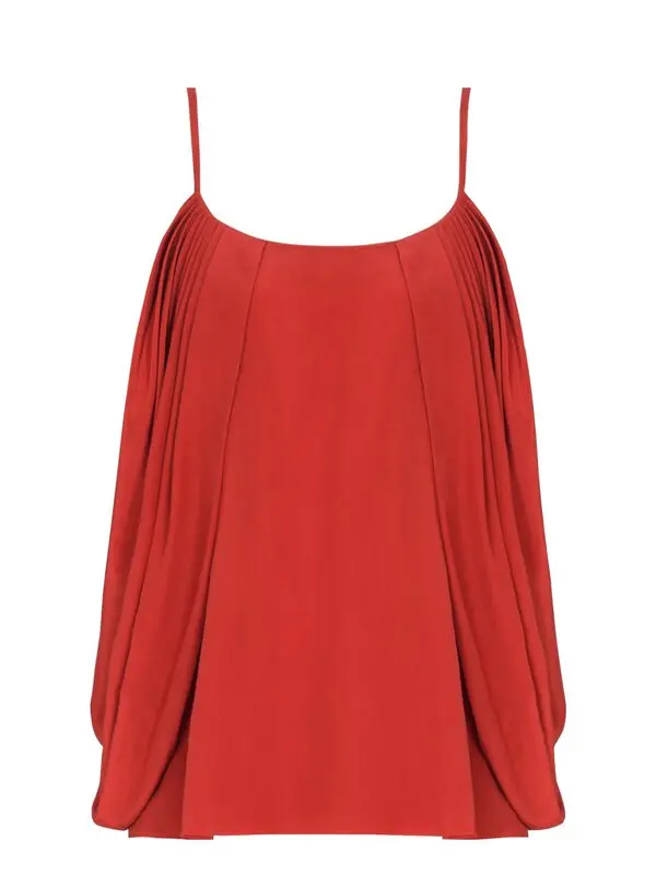 Balmain Draped Silk Crepe Top - Red