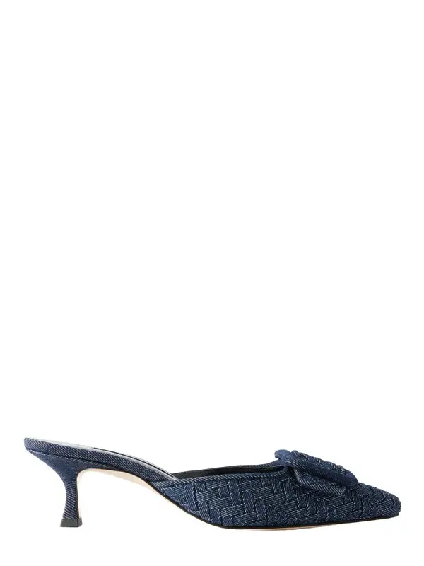 Manolo Blahnik Maysale 50 Buckled Denim Mules - Blue