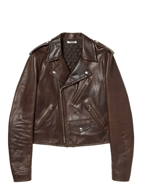 Auralee Leather Zip-detail Biker Jacket - No