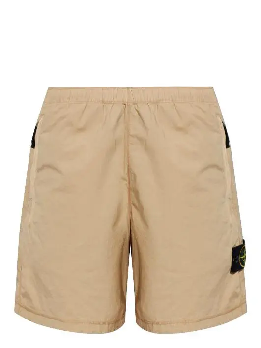 Stone Island Loose Fit Wide Leg Shorts - Beige