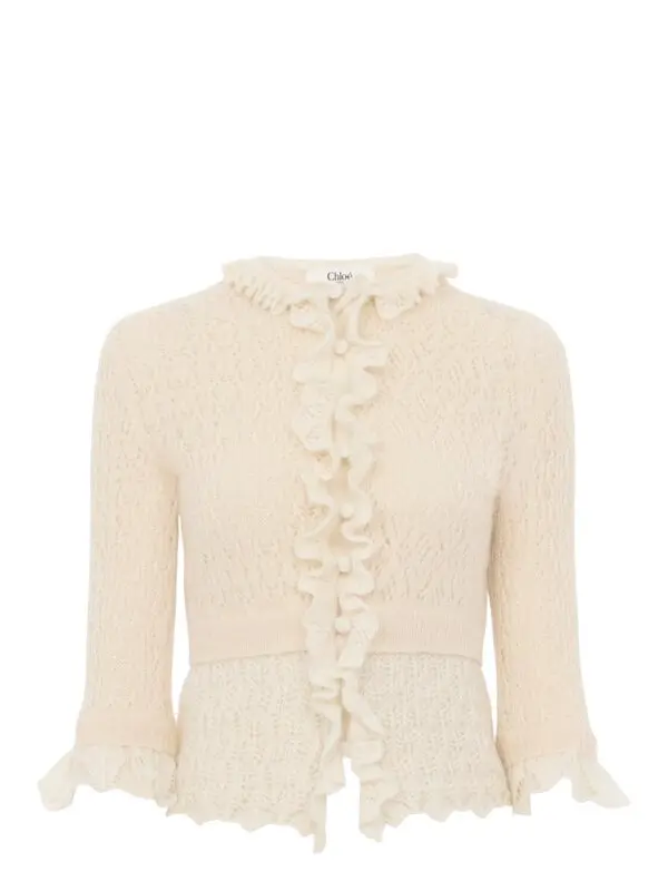 Chloé Ruffled Cropped Cardigan - Black