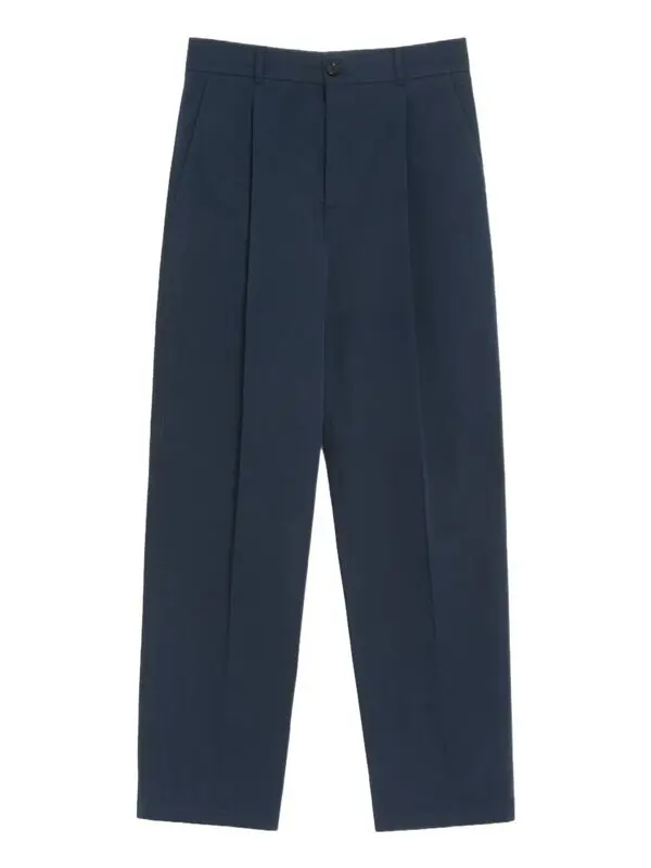 Valentino Garavani Pleated Straight Leg Tailored Trousers - Navy Blue