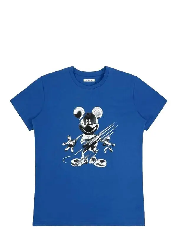 Iceberg T-shirt With Round Neck And Short Sleeves Logo - Blue