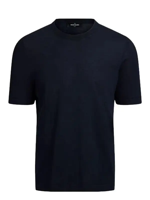GRAN SASSO Crew Neck Short Sleeve Knitted Sweater - Black