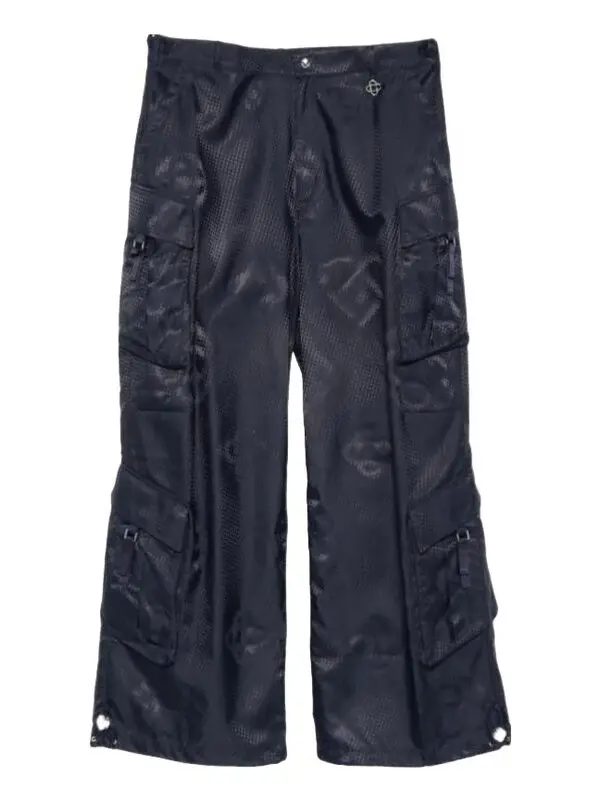 Casablanca Straight-leg Cargo Trousers With Monogram Pattern - Black