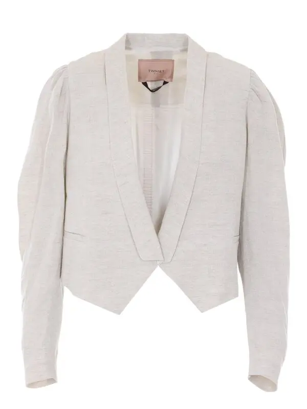 TWINSET Cropped Asymmetric Blazer - White